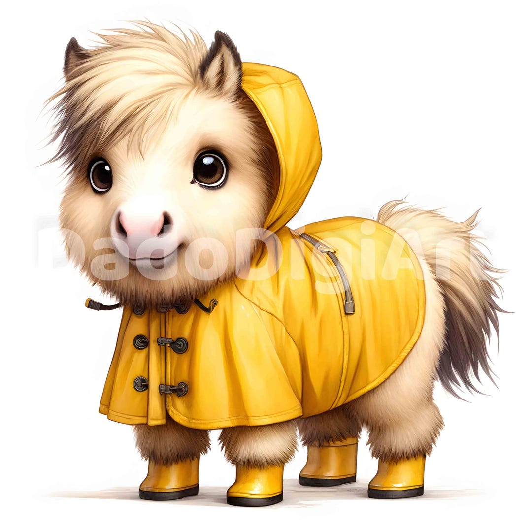 Cute Raincoat Pony Clipart High Quality Image Printable, Watercolor ...