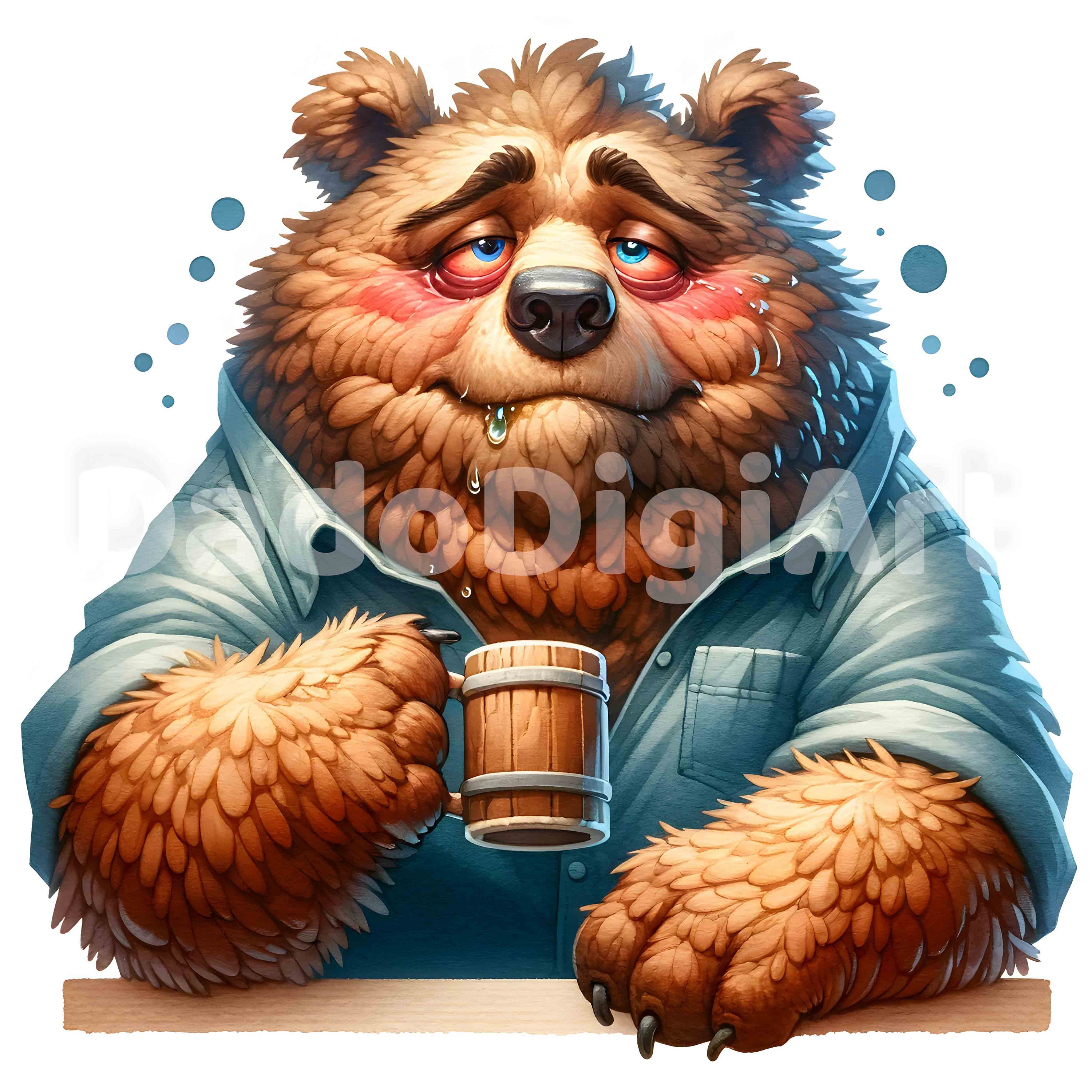 Drunk Bear Clipart - Flag, Printable, Watercolor, High Quality JPG ...
