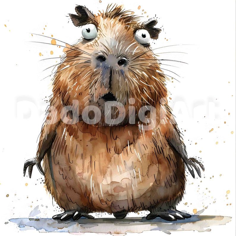 16 Funny Quirky Capybaras Clipart - Printable, Watercolor, High Quality ...