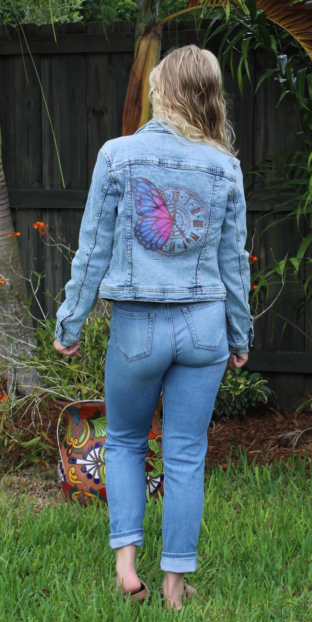 Denim Jacket for Women With Embroidered Back - Etsy