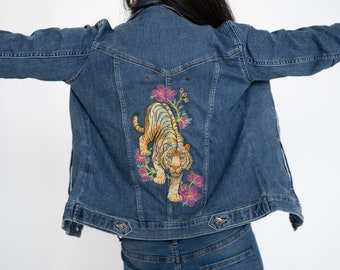 Denim Jacket for Women With Embroidered Back - Etsy