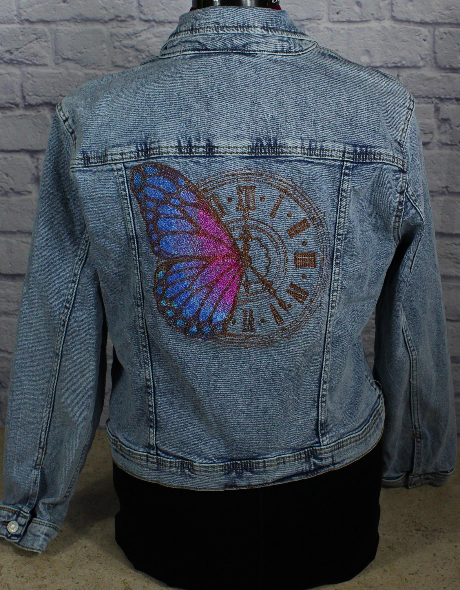 Denim Jacket for Women With Embroidered Back - Etsy