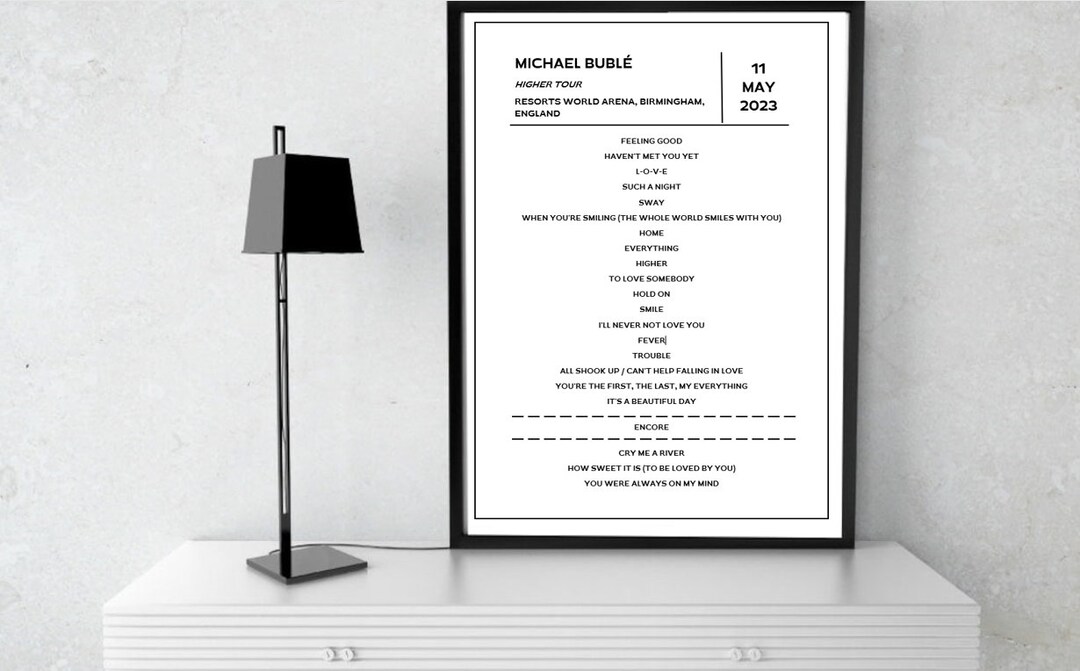 Set List Personalised Print Choose Your Own Setlist Personalised Music ...