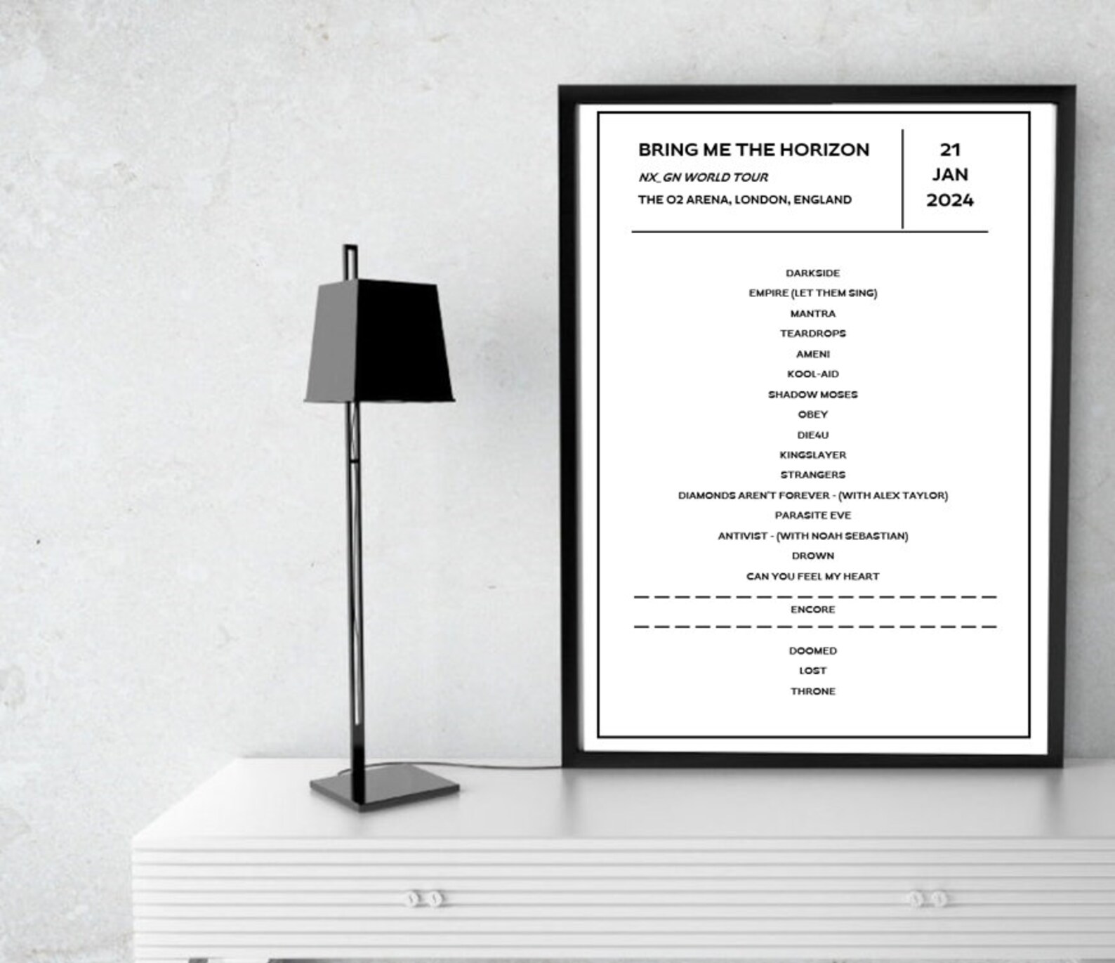 Bring Me the Horizon London 21 Jan 2024 Setlist Print A4 - Etsy UK