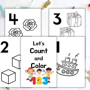 Printable Counting Coloring Book, Educational Coloring Book, Counting ...