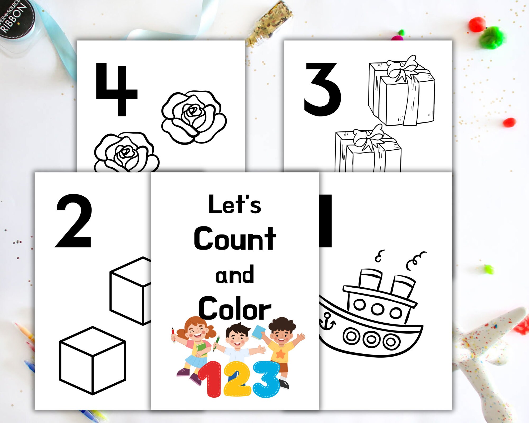 Printable Counting Coloring Book, Educational Coloring Book, Counting ...