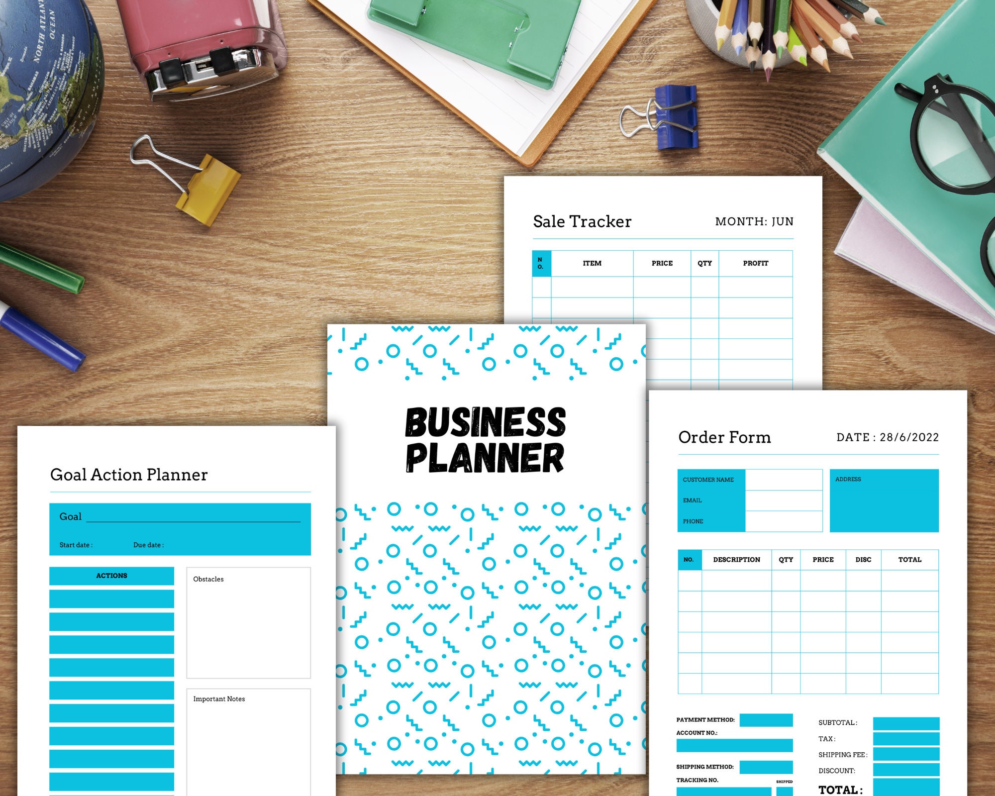 Printable Business Planner, Blue Business Planner, Business Planner ...