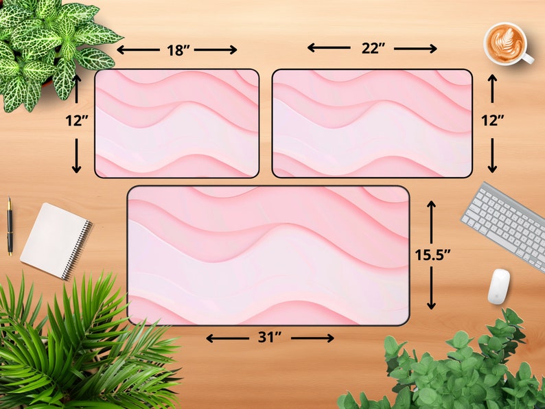Simple Pink Wave Texture Mouse Pad - Etsy