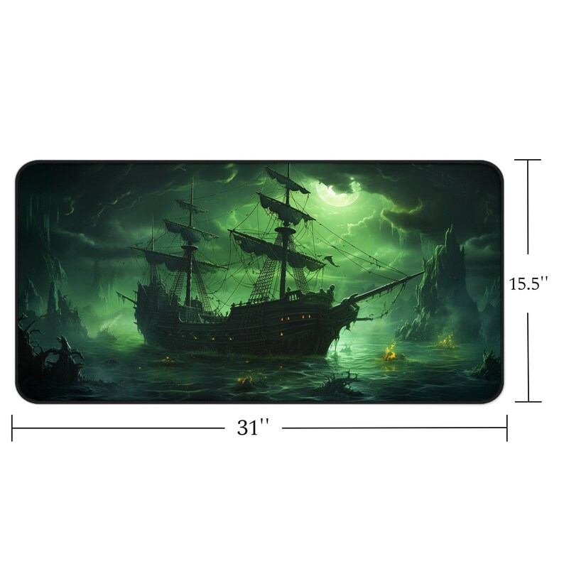 Macabre Scary Pirate Ship Desk Mat, Edgar Allan Poe Inspired Desk Pad ...