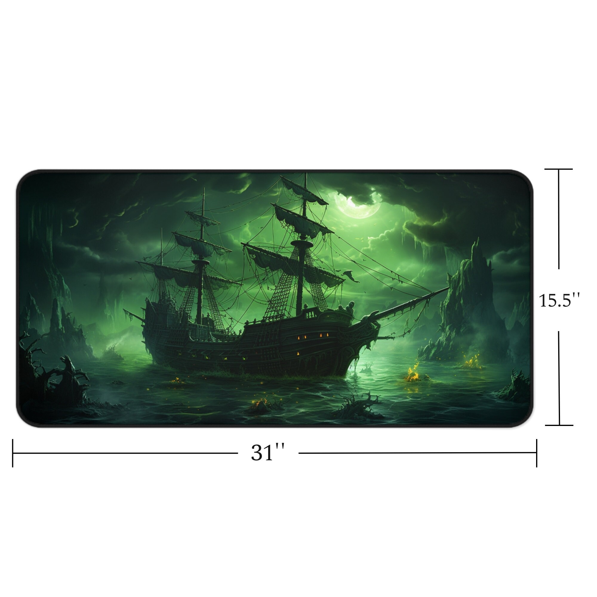 Macabre Scary Pirate Ship Desk Mat, Edgar Allan Poe Inspired Desk Pad ...