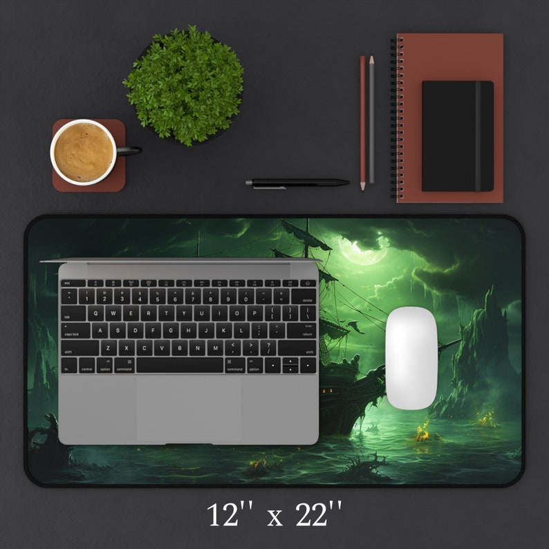 Macabre Scary Pirate Ship Desk Mat, Edgar Allan Poe Inspired Desk Pad ...