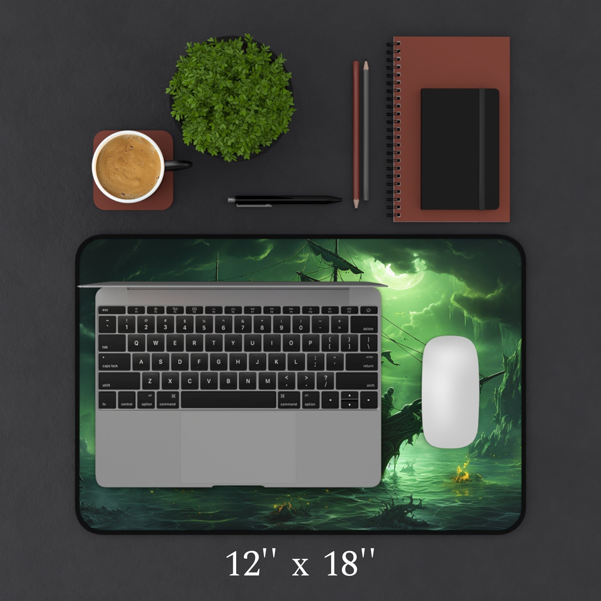 Macabre Scary Pirate Ship Desk Mat, Edgar Allan Poe Inspired Desk Pad ...