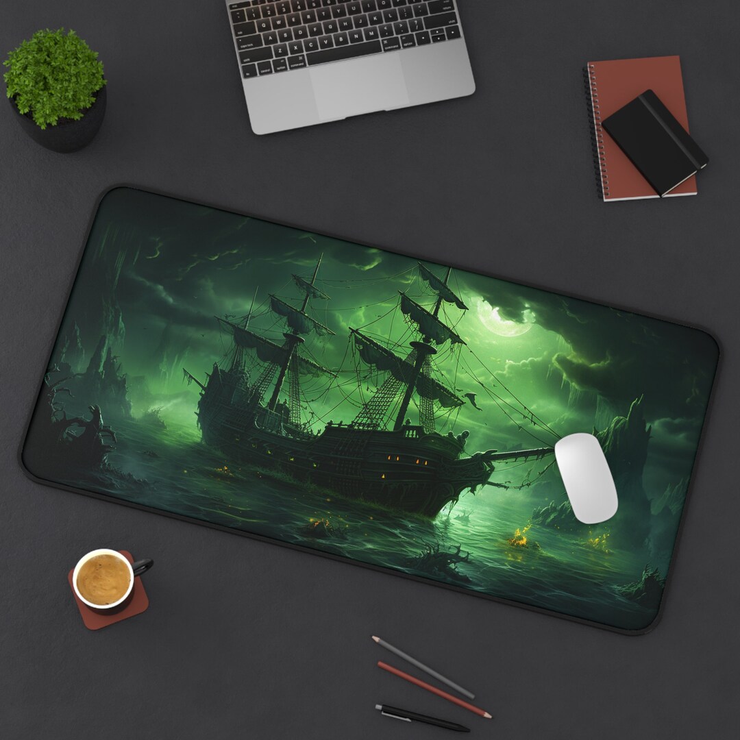 Macabre Scary Pirate Ship Desk Mat, Edgar Allan Poe Inspired Desk Pad ...