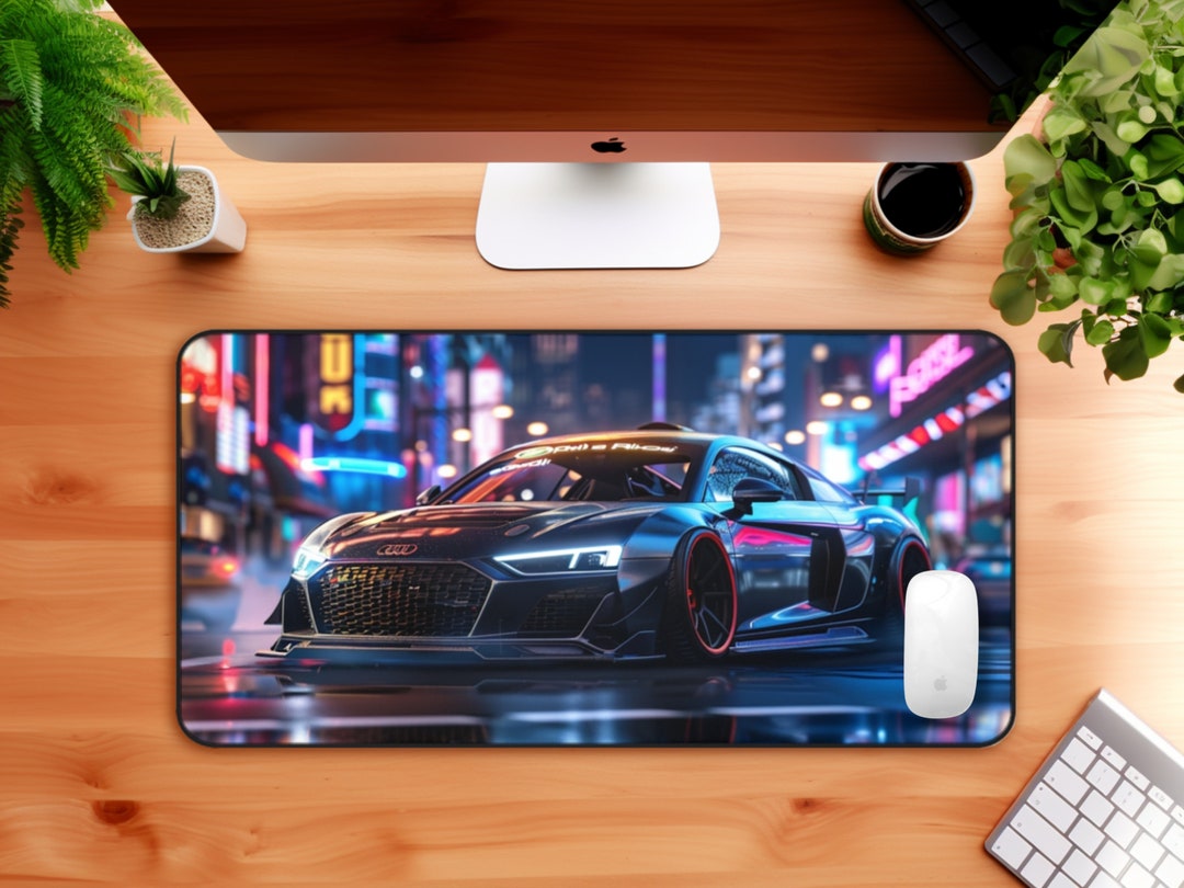 Audi R8 in a City With Neon Signs Mousepad - Etsy