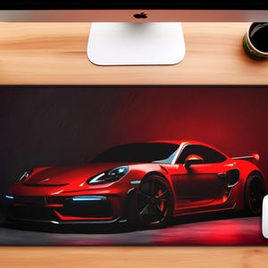 Red Porsche Desk Mat, Office Mouse Pad, Stylish Desk Decor, Gift for ...