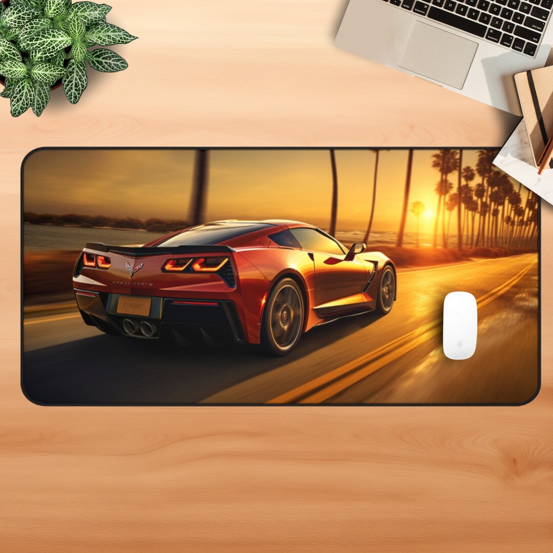 Corvette Desk Mat Corvette Gaming Mouse Pad Muscle Car Landscape Desk ...