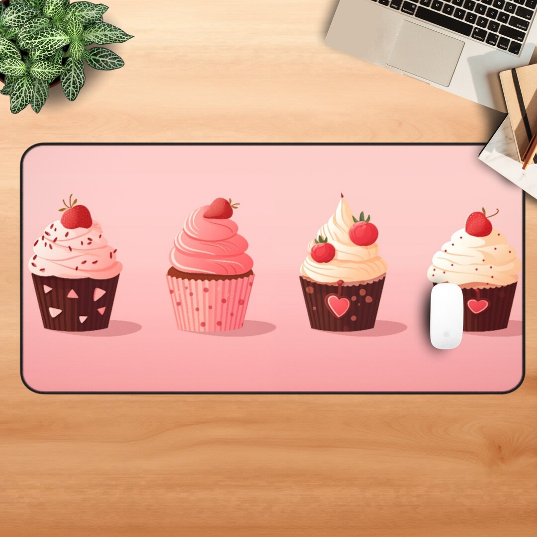 Anime & Cupcake Desk Mat, Cute Gaming Deskmat, Japanese XL Mouse Pad ...