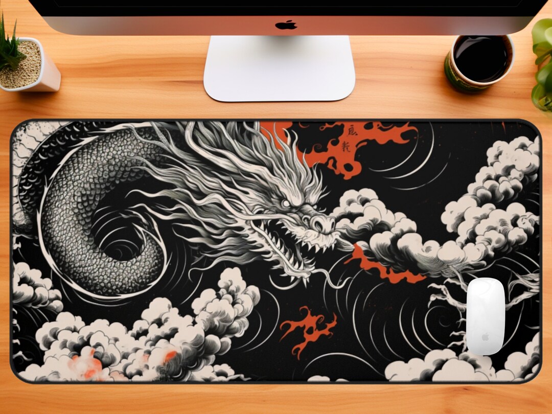 Japanese Dragon Desk Mat, Anime Mousepad, Chinese Desk Pad, Chinese ...
