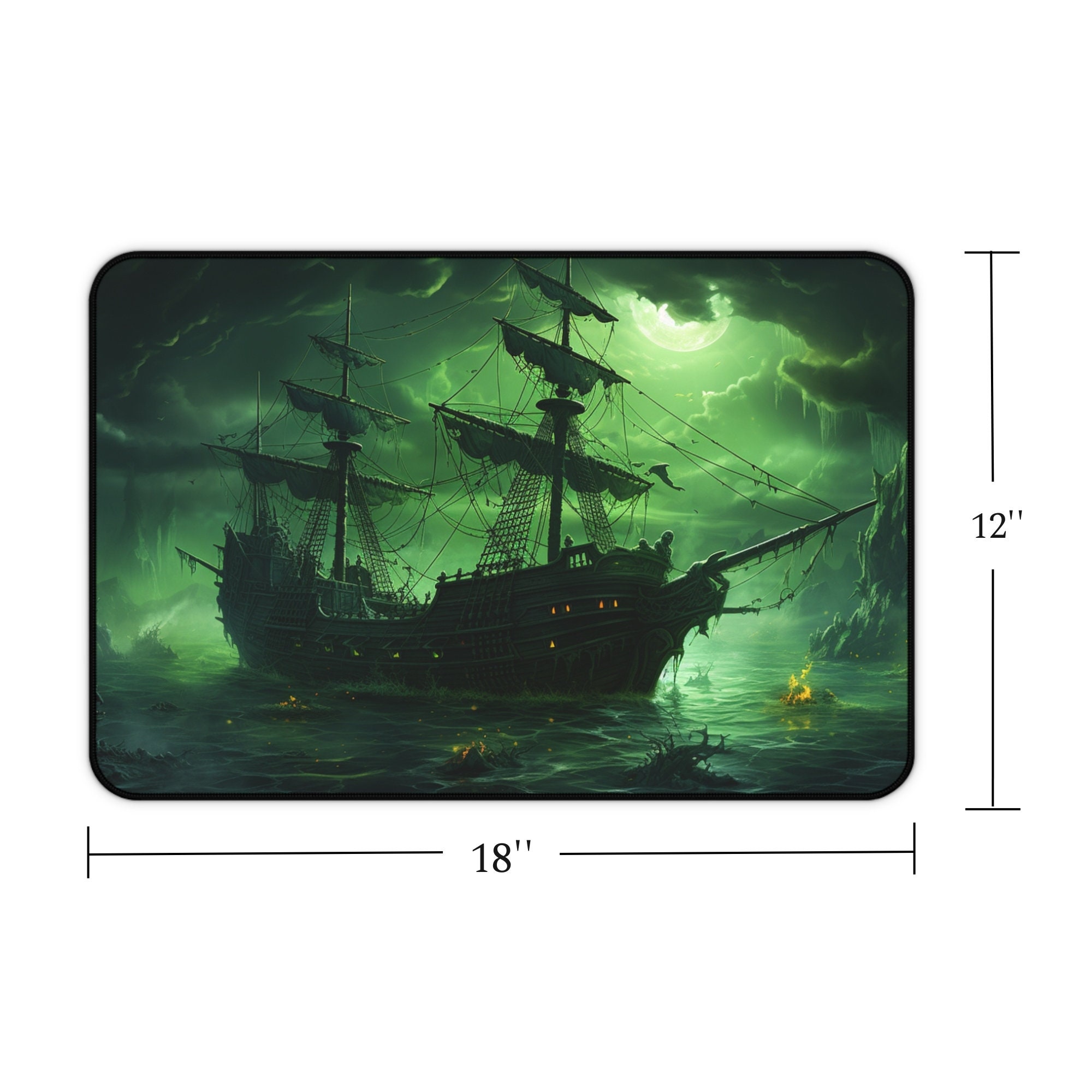 Macabre Scary Pirate Ship Desk Mat, Edgar Allan Poe Inspired Desk Pad ...
