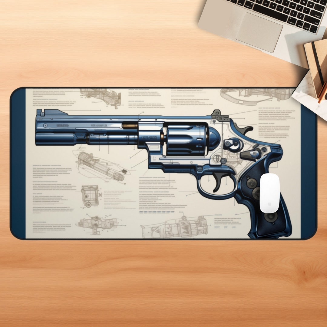 American Blueprint Desk Mat, Gun Mouse Pad, Home Office Laptop Mat ...