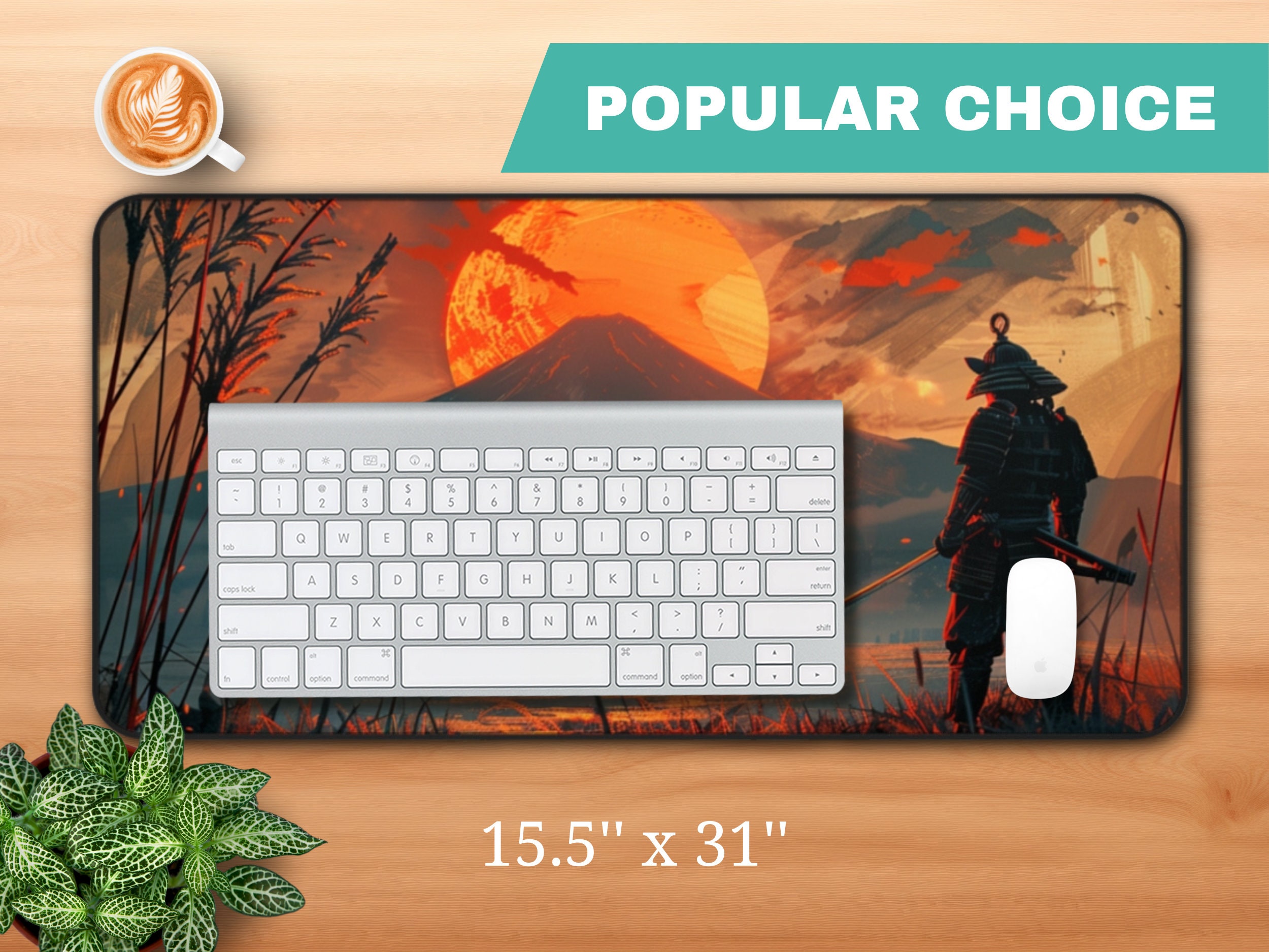 Japanese Samurai Stands in Front of the Mount Fuji Desk Mat - Etsy