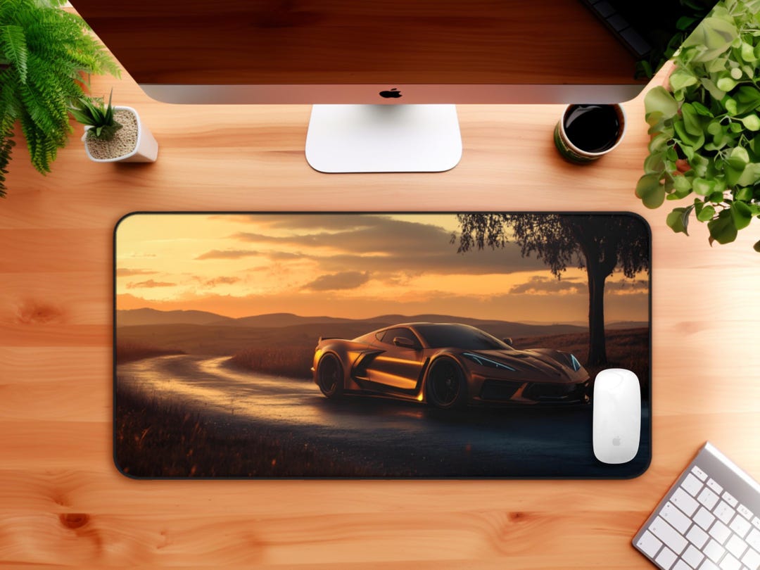 Bronze Corvette C8 Desk Mat, Luxury Car Mouse Pad, Automotive Decor ...