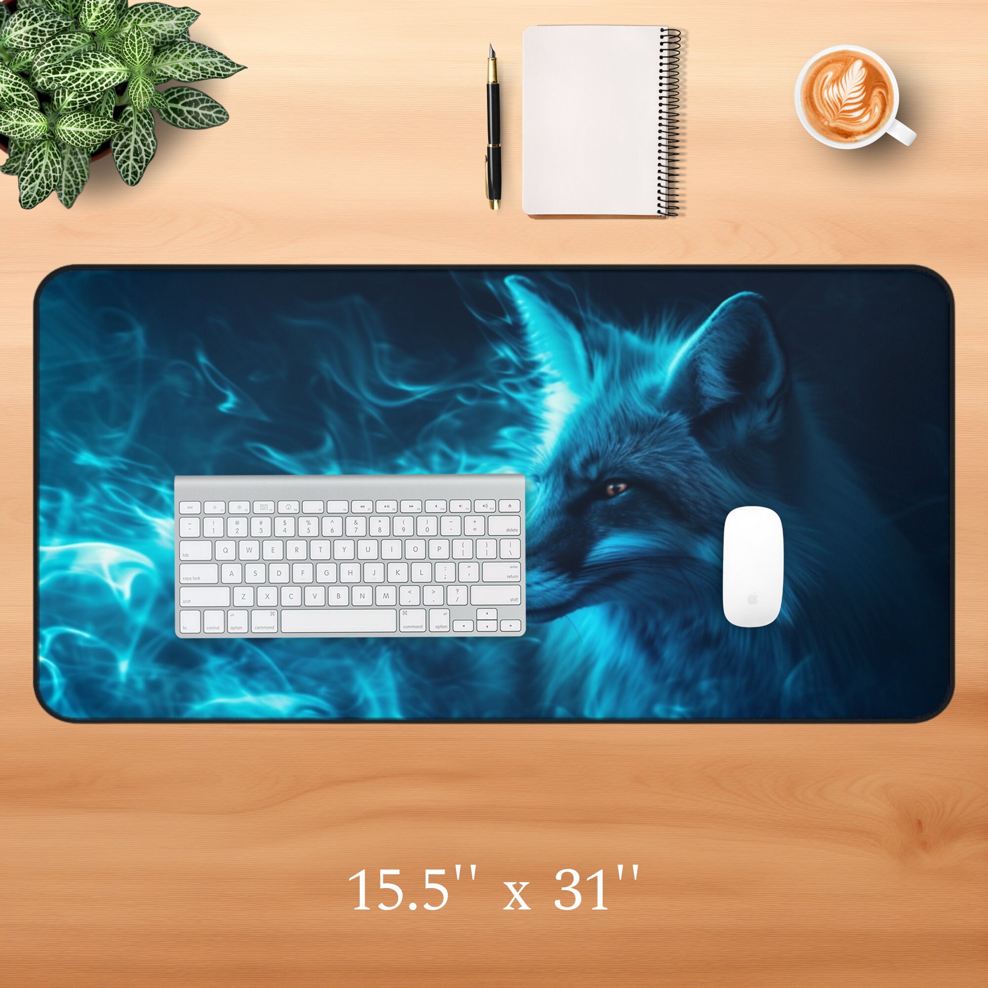 Animal Desk Mat Fox, Mouse Pad, Aesthetic Office Decor, Gaming Decor ...