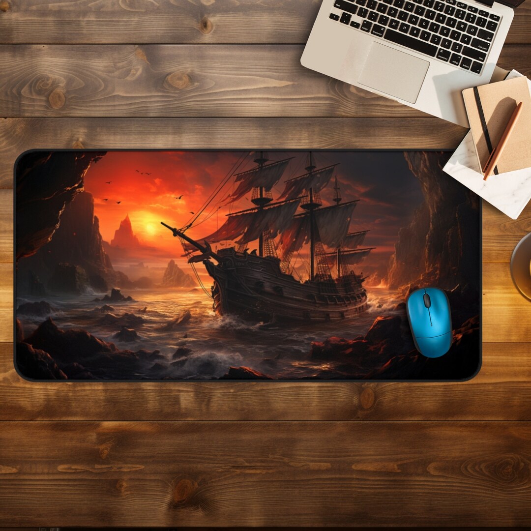 Pirate Ship Desk Decor, History Lovers Office Gift, Pirate Desk Mat ...