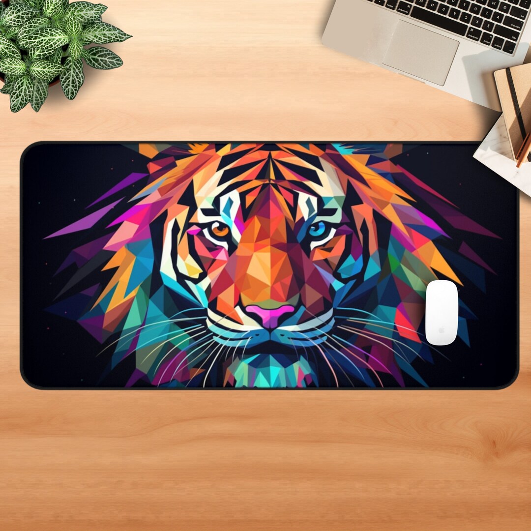 Colorful Animal Art Desk Mat, Mouse Pad, Vibrant Office Decor, Animal ...