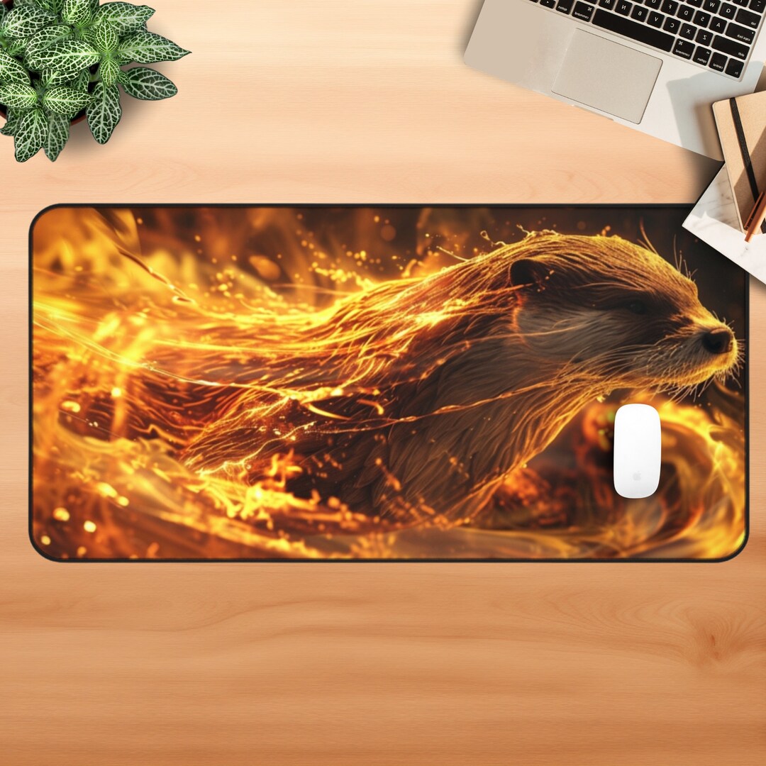 Video Gamer Desk Mat, Gaming Mouse Pad, Fire Animal Design, Office ...