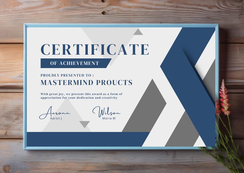 Modern Corporate Certificate, Professional Recognition Award, Customizable Document, Employee ...