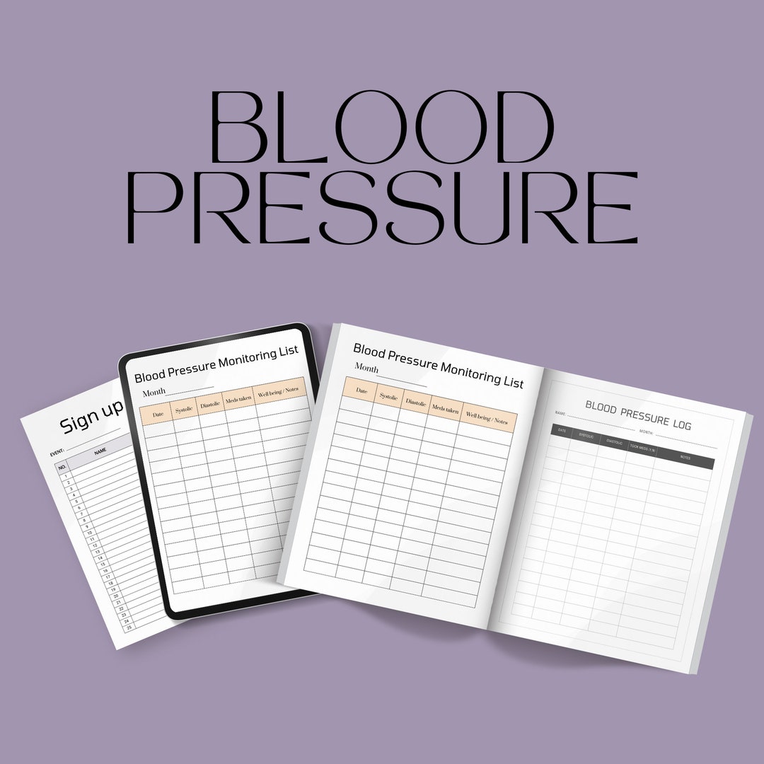 Blood Pressure Log Printable High Blood Pressure Tracker Template ...