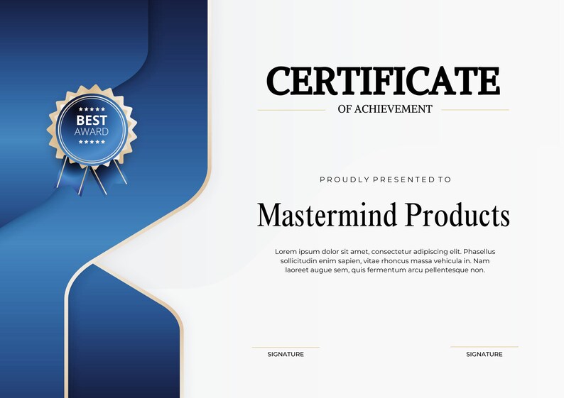 Customizable Certificate of Excellence Ideal Decoration for Home or ...