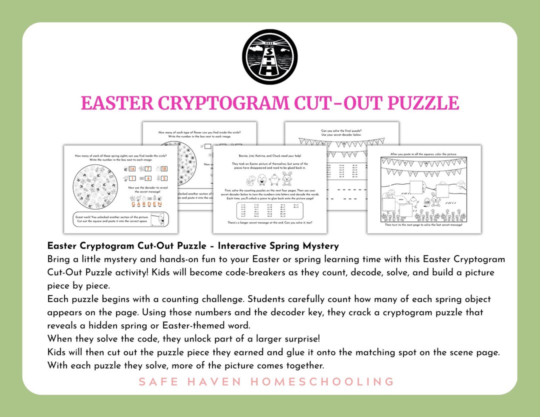 Easter Cryptogram Cut-out Puzzle Printable Activity for Kids - Etsy