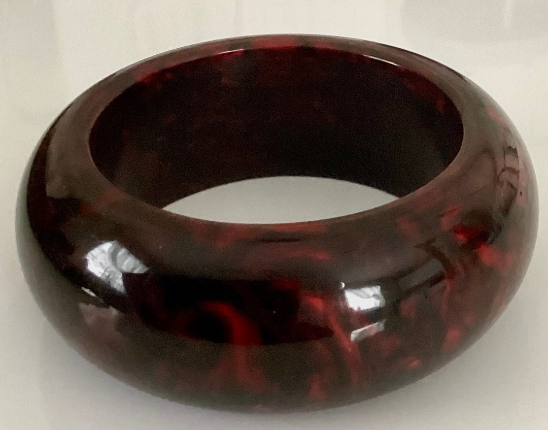 Vintage Marc Labat Paris Dark Red Marbled Acrylic Bracelet - Etsy