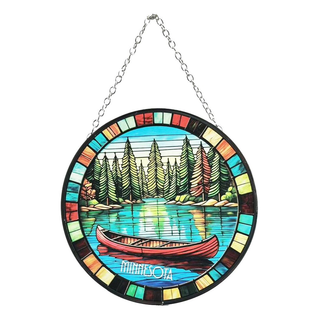 Minnesota Canoe Stained Glass 6" Sun Catcher - Etsy