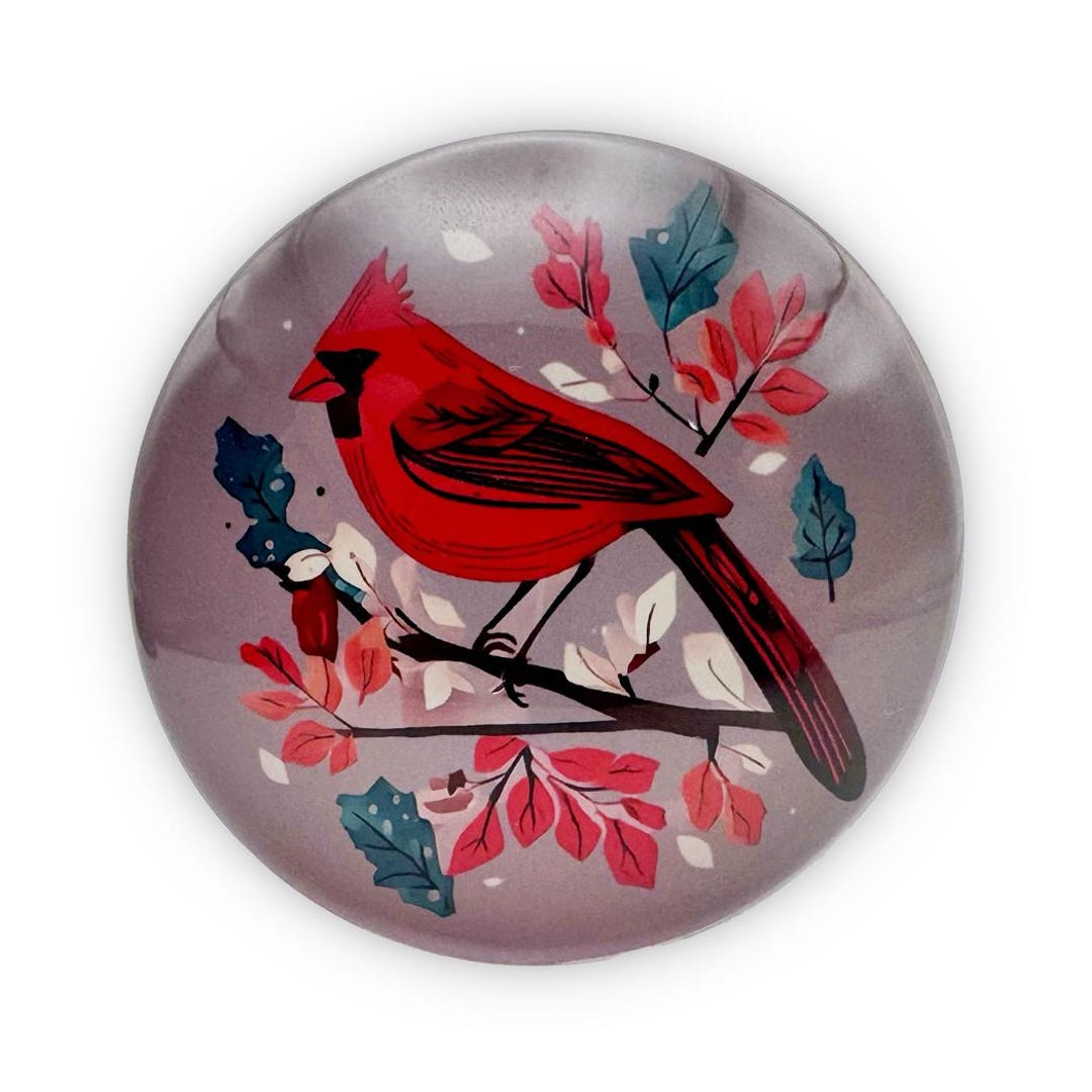 Scandinavian Inspired Cozy Cardinal Glass Magnet - Etsy