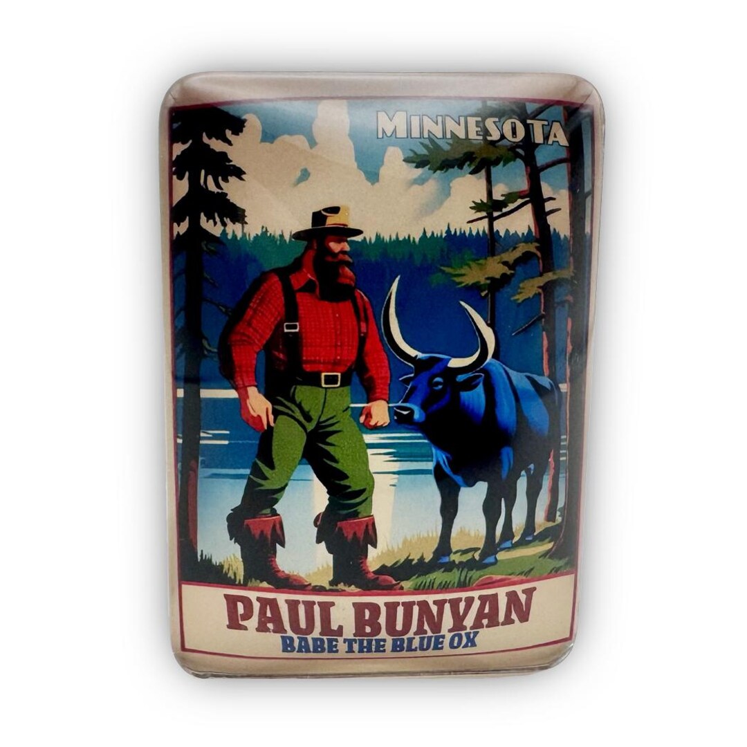 Paul Bunyan Magnet: Minnesota Folklore Decor, Babe the Blue Ox - Etsy