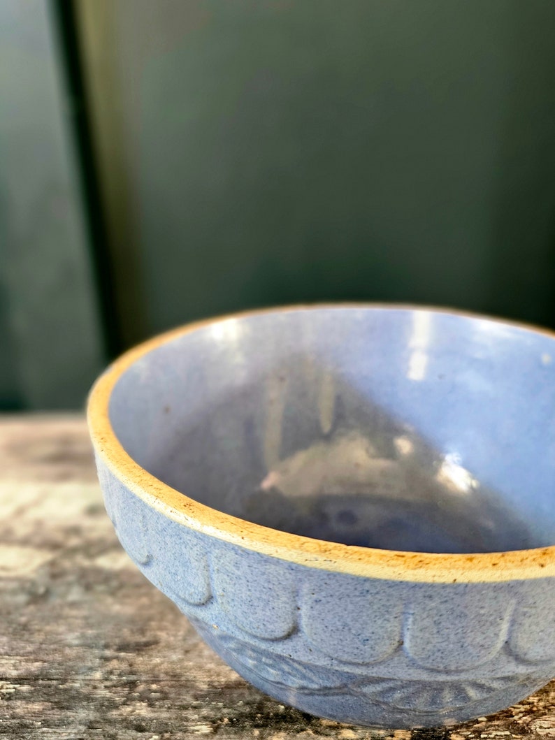 Vintage Blue Stoneware Bowl - Etsy