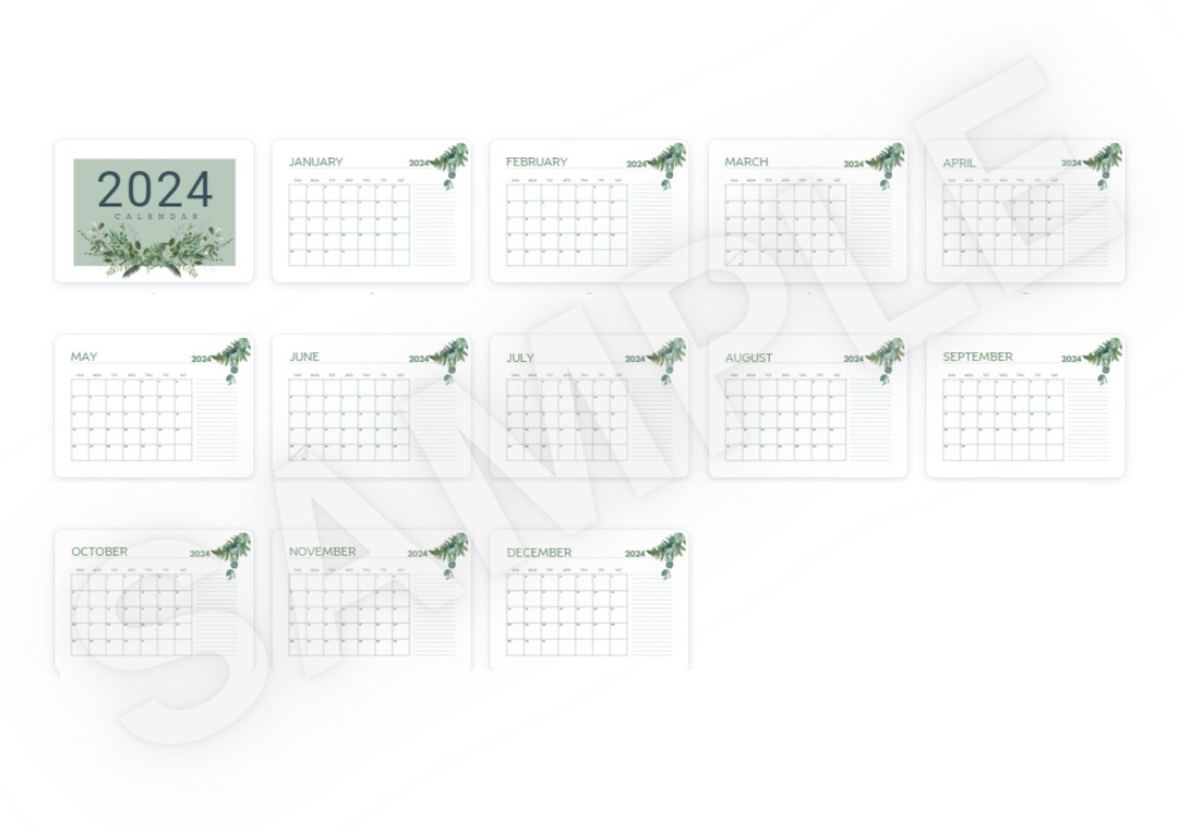 2024 Monthly Dated Floral Printable Calendar. Simplistic Design for ...