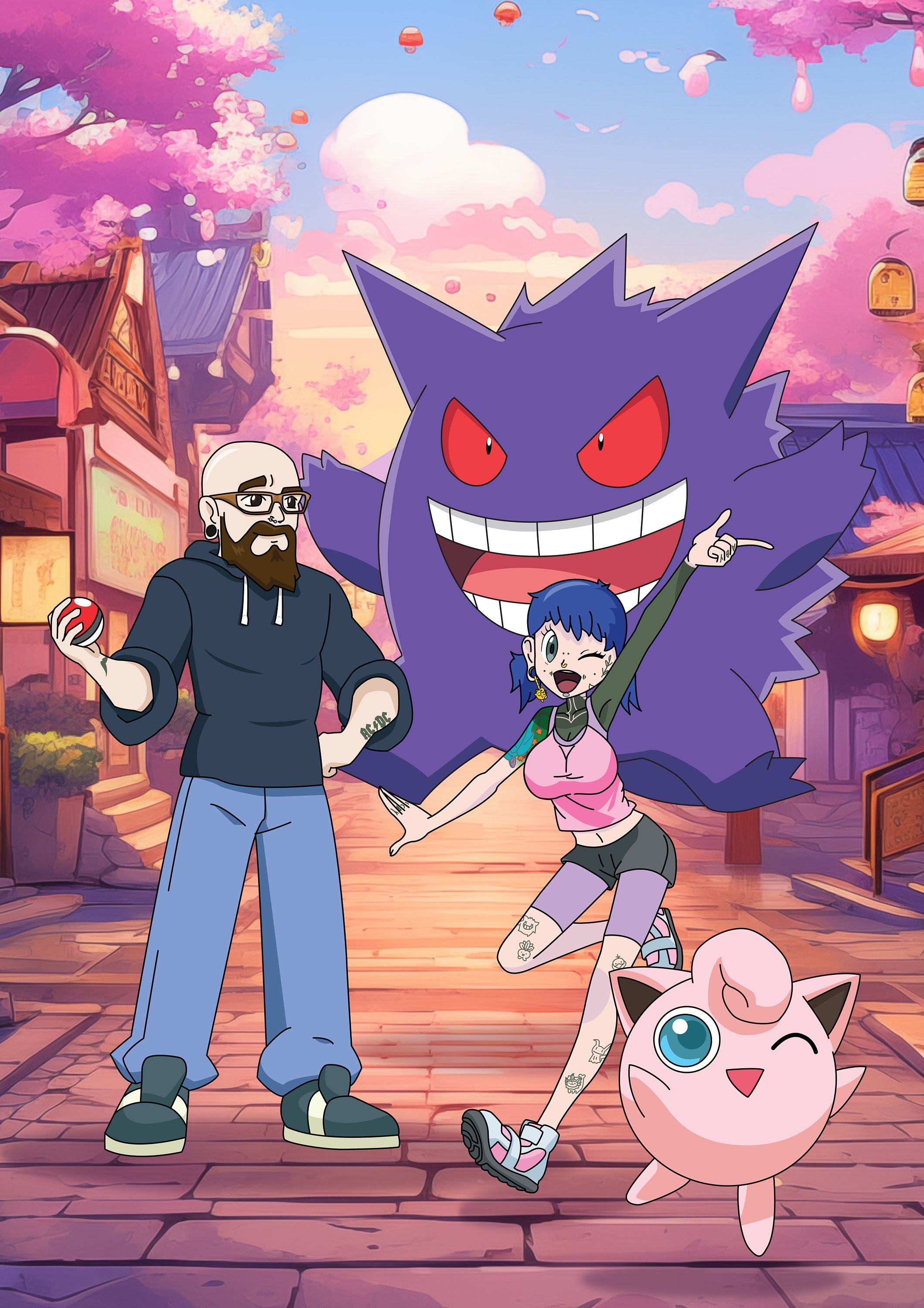Pokemon Custom Portrait, Pokemon Custom Couple Portrait, Pokemon Custom ...