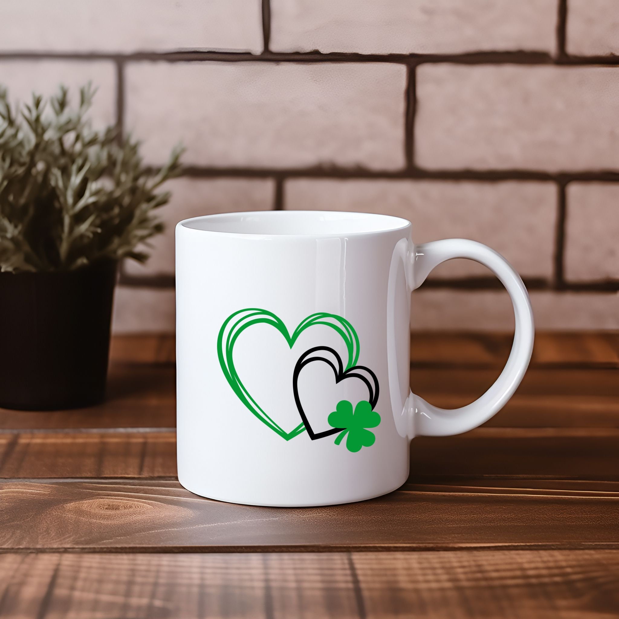 Heart Shamrock Ceramic Mug 11oz, St Patricks Day Mug, St Patricks Day ...