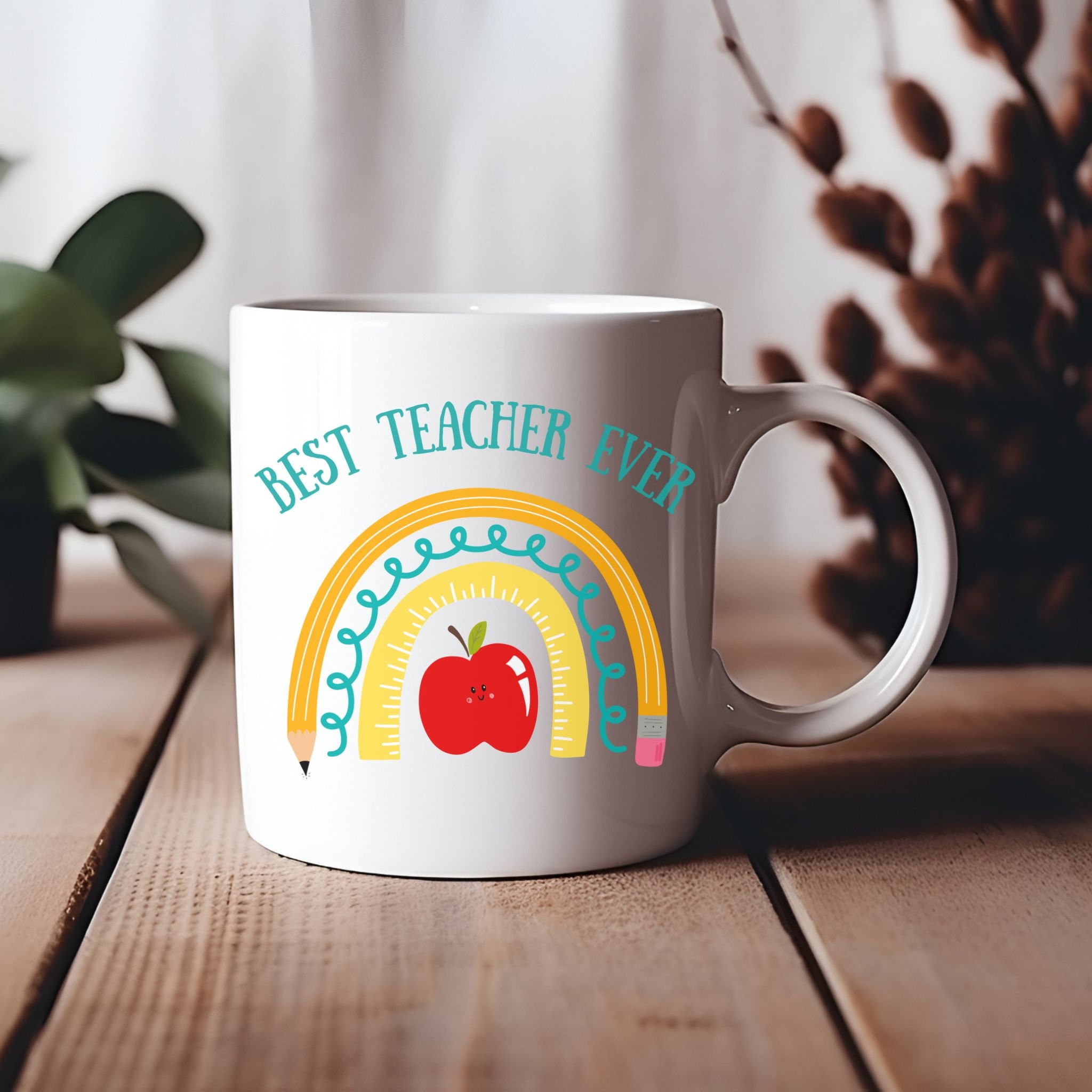 Best Teacher Ever Rainbow Coffee Mug,teacher Appreciation Mug, Teacher ...