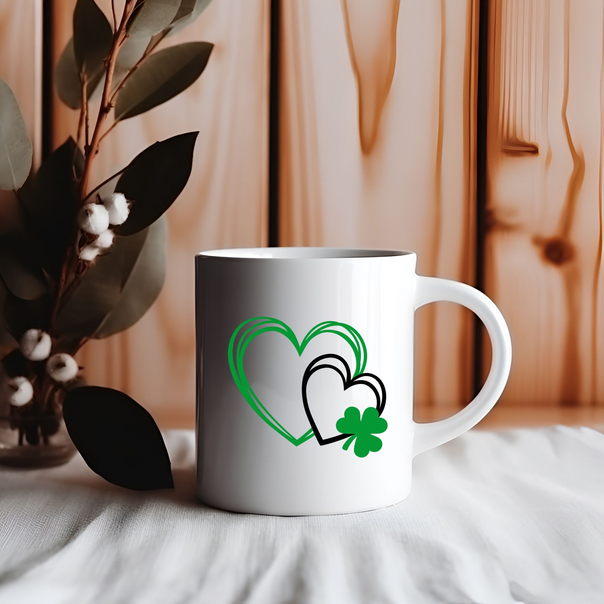 Heart Shamrock Ceramic Mug 11oz, St Patricks Day Mug, St Patricks Day ...