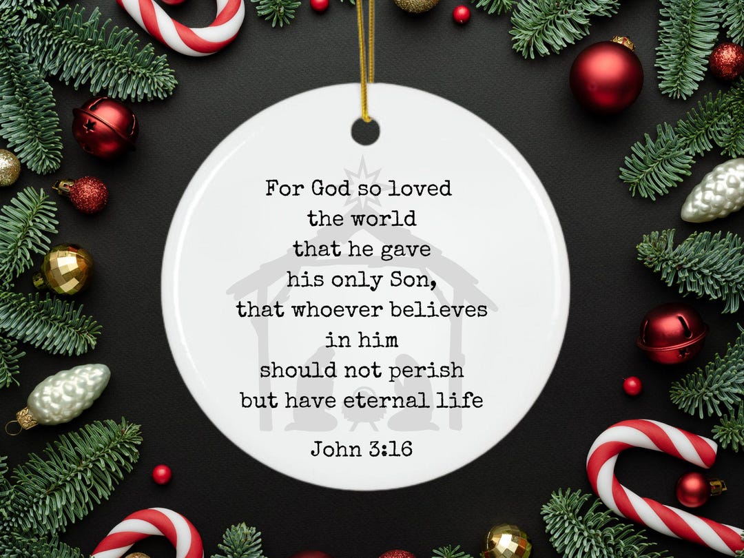 For God so Loved the World John 3:16 Christmas Ornament, Bible Verse ...