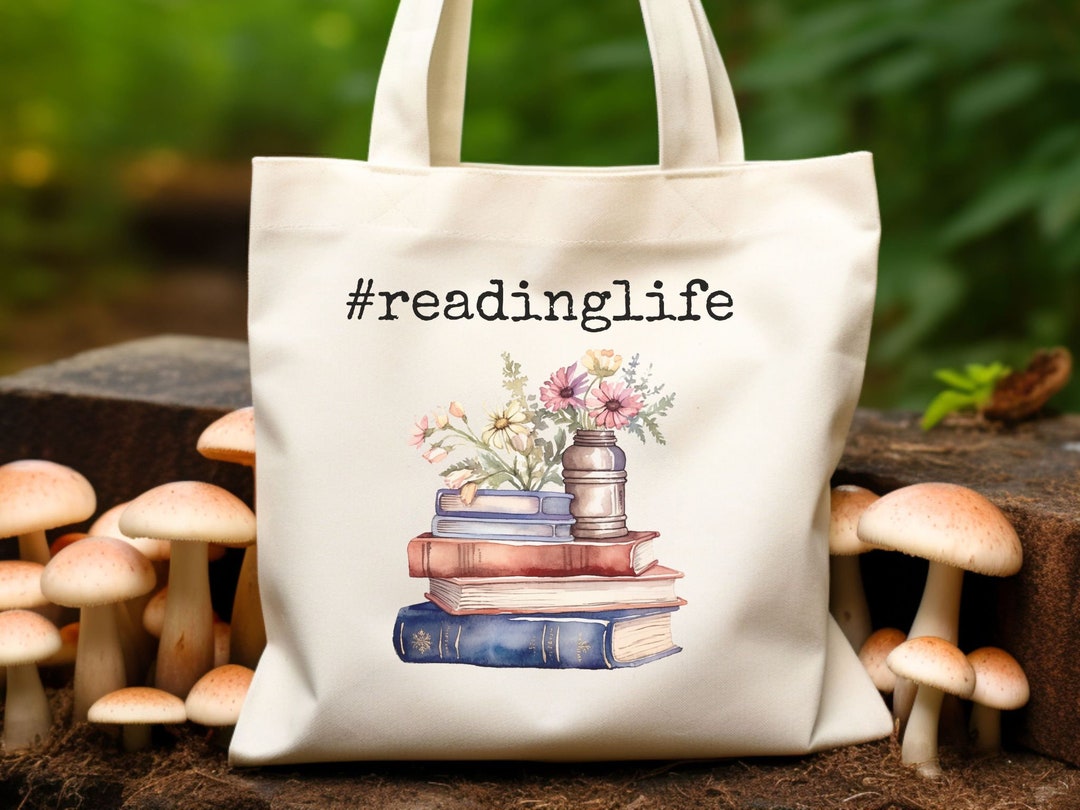 Reading Life Canvas Tote Bag, Totes With Sayings, Book Lover Tote, Tote ...