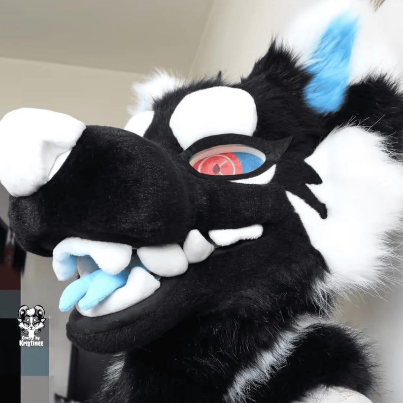 Blue-tongued Wolf Fursuit Head, Customized Purple Skull Cat Fursuit ...