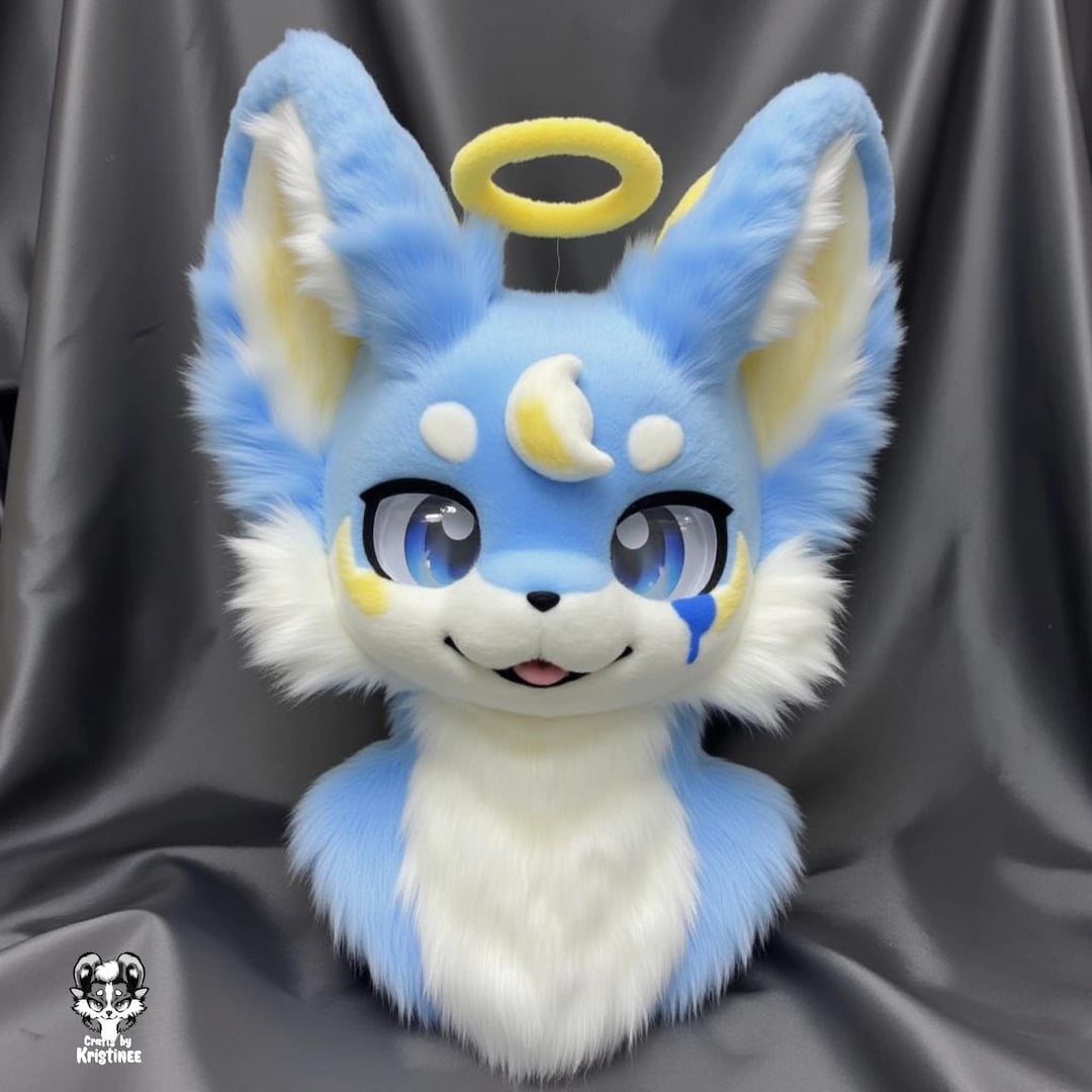 Cute Blue Angel Puppy Fursuit Head, Custom Kenomo Cosplay Fursuit ...
