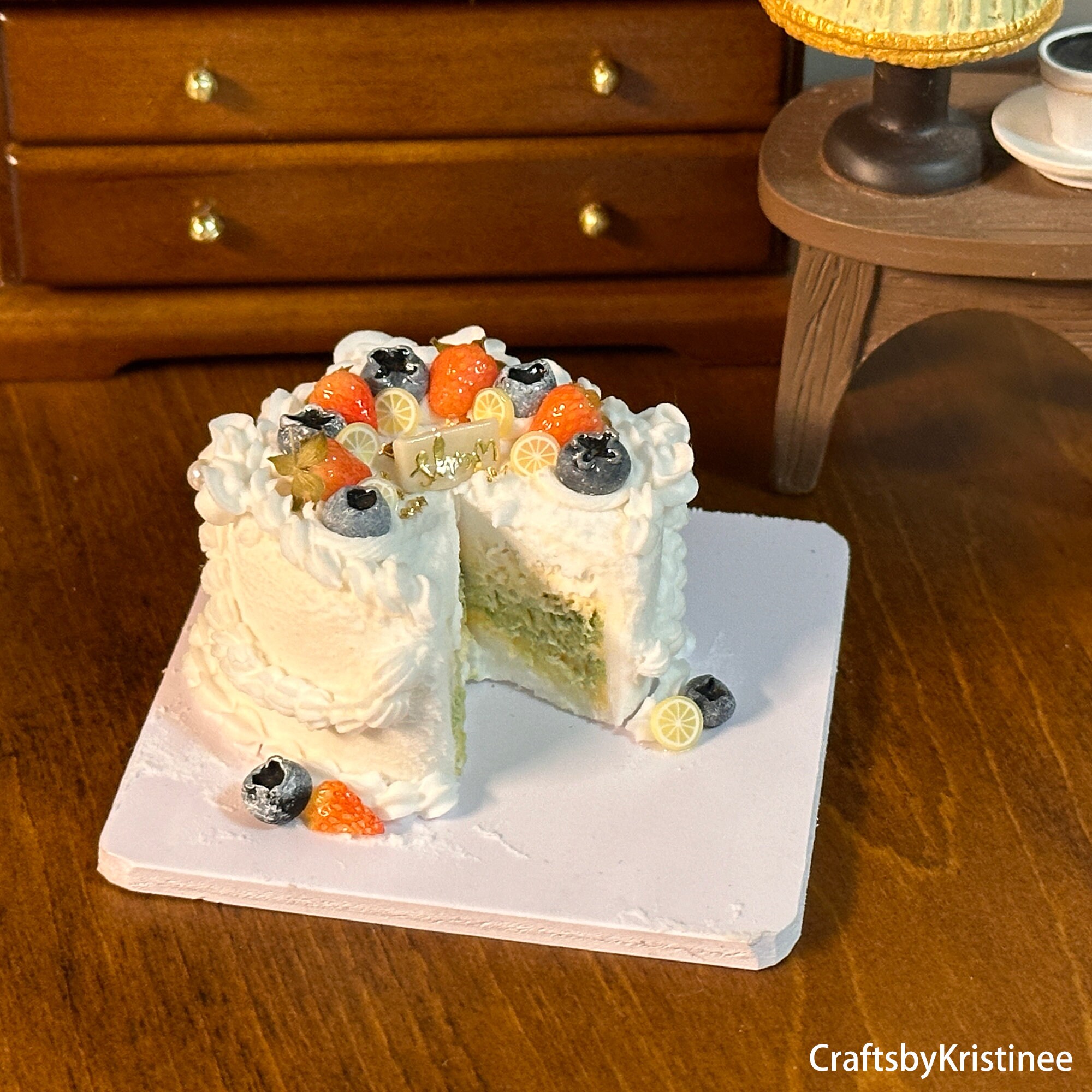 Miniature Pistachio Layer Cake,miniature Cake,1:12 Miniature Food,clay ...