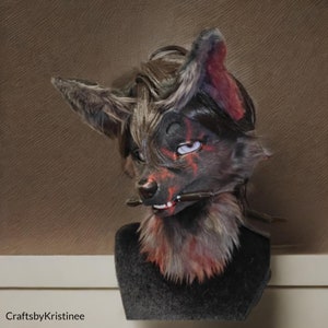 Realistic Fursuit Head,scar Wolf,long Hair Wolf,movable Jaw,fantasy ...